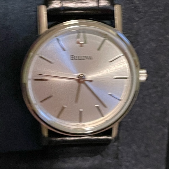 Bulova | Accessories | New In Box Bulova Black And Silver Classy Watch ...